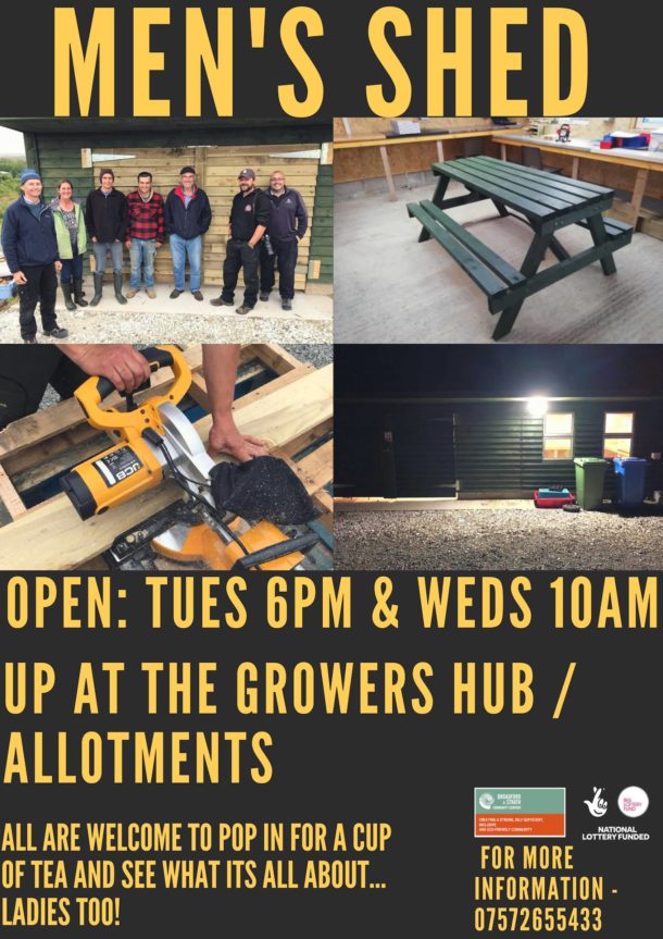 Men's Shed every Mon 10:30 - 14:00, Wed 10:30 - 14:00 and Sat 14:00 ...